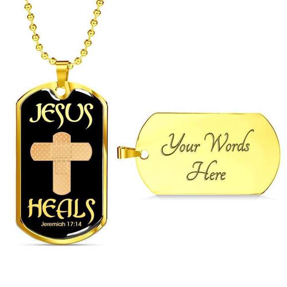 Express Your Love Gifts | Jewelry | Jesus Heals Jeremiah 714 Dog Tag ...
